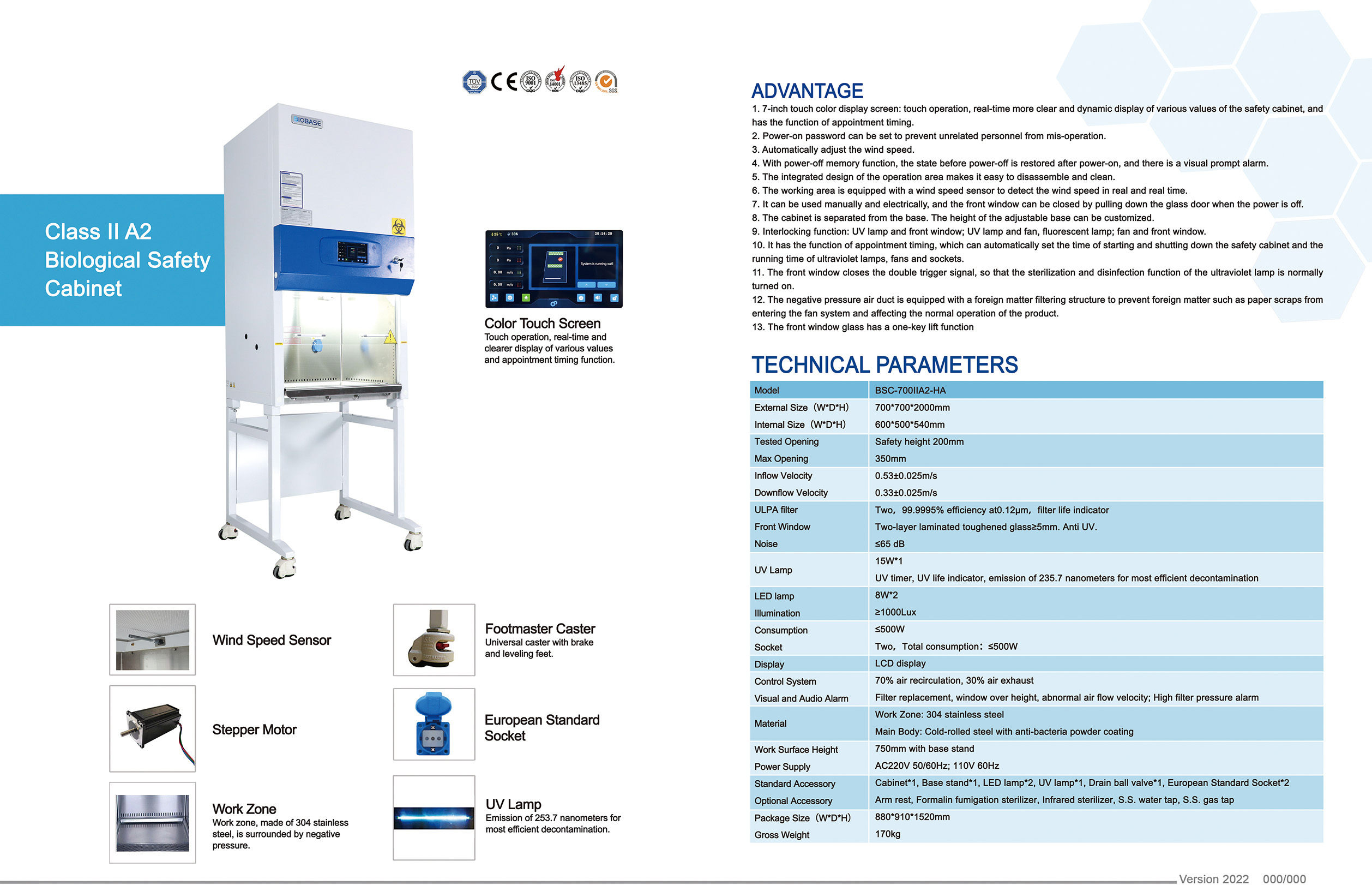 Tủ An Toàn Sinh Học Cấp 2 A2 Biobase BSC-700IIA2-HA 700MM - Hoa Ý